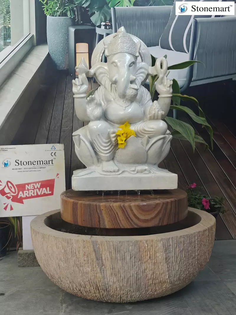 3 Feet Stone Ganesha Fountain For Foyer Areas, Entrances, Office ...
