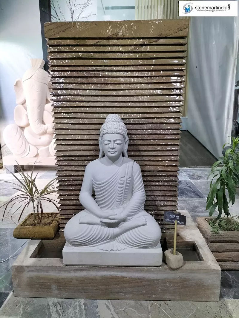 Sold 4 Feet Sandstone Buddha Water Fountain - stonemartindia.com