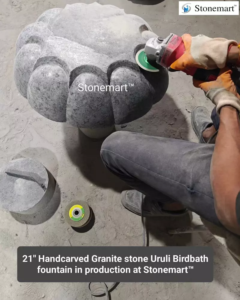 Carving 21 Inch Black Granite Stone Beautiful Urli Bowl For Home And ...