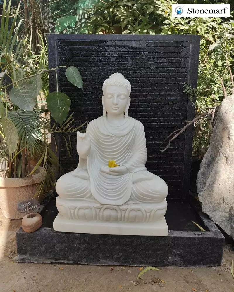 Sold 3 Feet Granite Waterfall With 2 Feet Buddha - stonemartindia.com