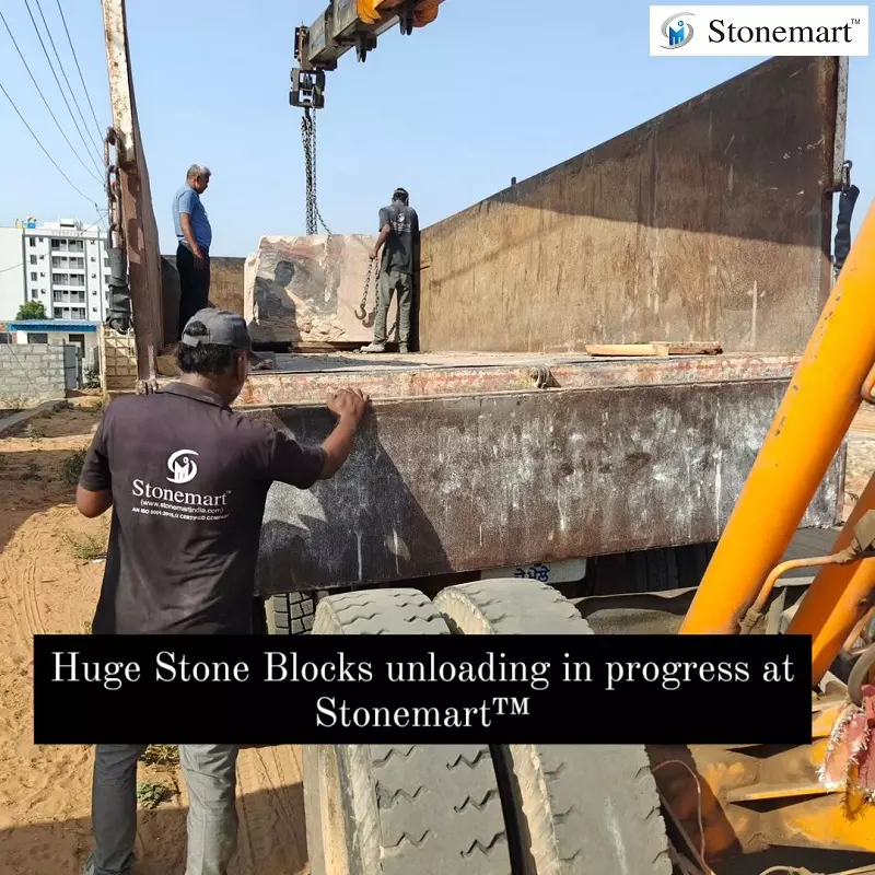 Unloading Huge Stone Blocks For Manufacturing Stone Masterpieces ...