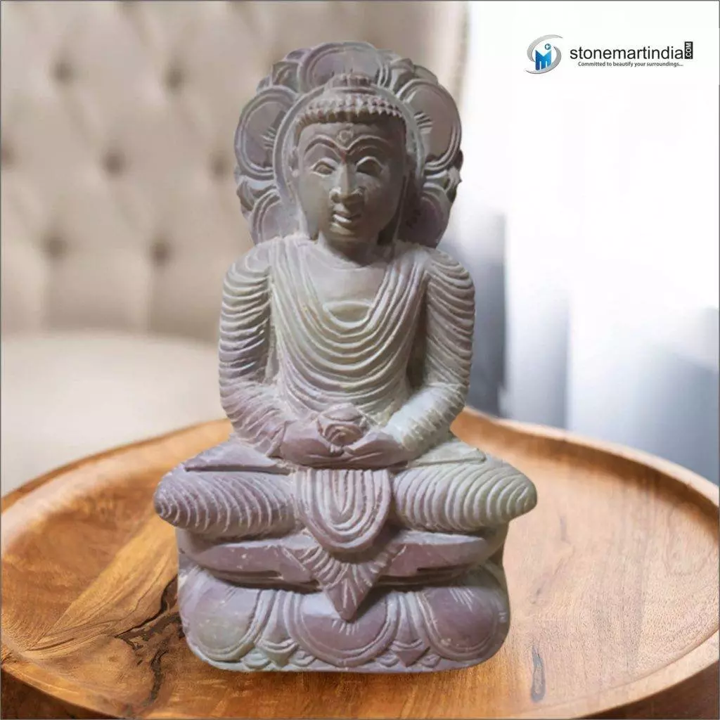 10.7 Cm Dhyana Mudra Stone Buddha Statue For Living Room Decor ...