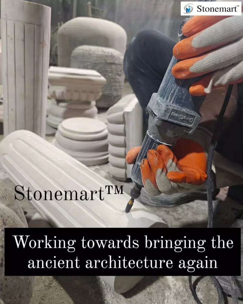 Carving Stone Uruli Pedestal For Contemporary Decor - stonemartindia.com