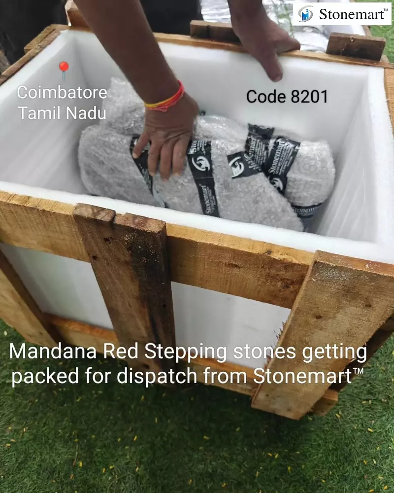 Packing Mandana Red Stepping Stones In Wooden Crate For Dispatch To ...
