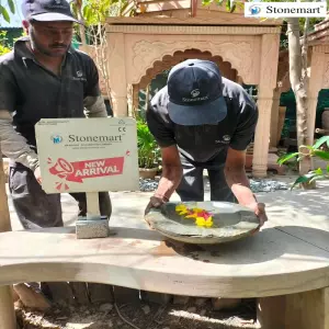 12 Inch Diameter, 12 Kg Stone Urli For Luxury Interior - stonemartindia.com