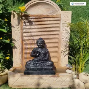 Sold 5 Feet Stone Waterfall With Black Buddha - stonemartindia.com